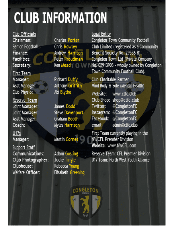 Information – Congleton Town FC